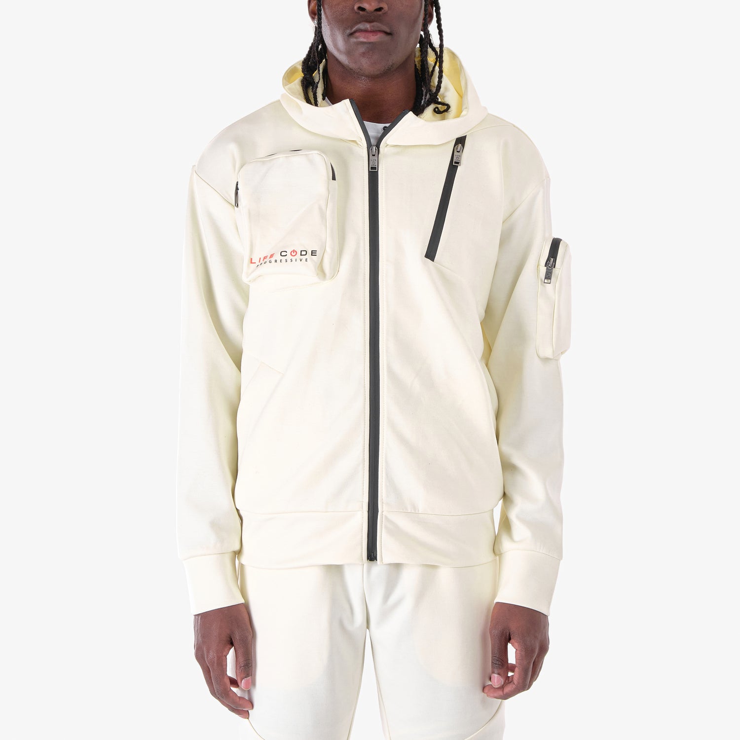 CREAM TECH FLEECE FULL ZIP HOODIE