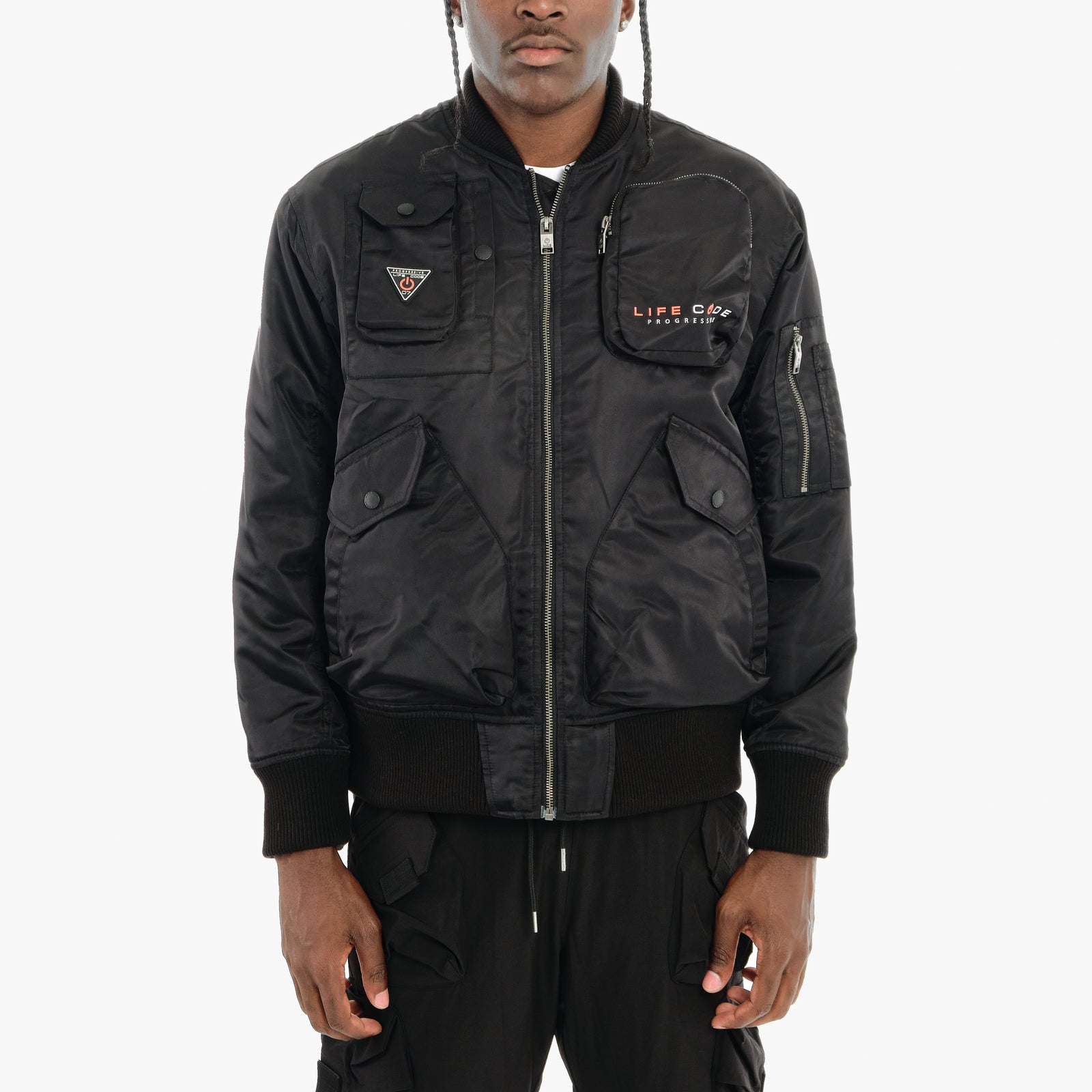 LIFE CODE BLACK BOMBER JACKET